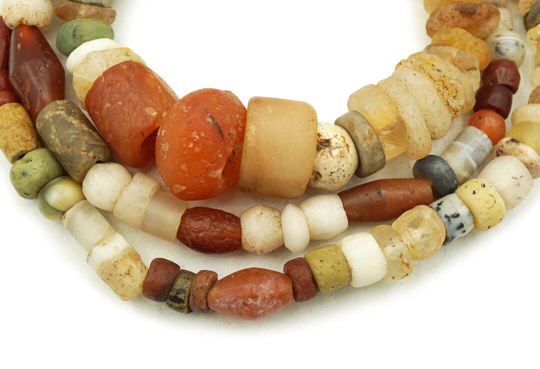 Ancient Mix of Excavated Carnelian & Quartz Stone Beads From Mali 7 ...