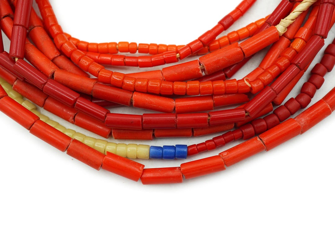 5 Strand Mix of Red Colors African Ghana Glass Beads (3-4.5mm) Mixed ...