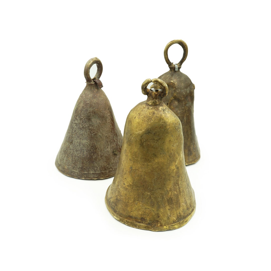 Large Antique Brass Cow Bell (7"x5") From Southern Sudan (2252F213 ...