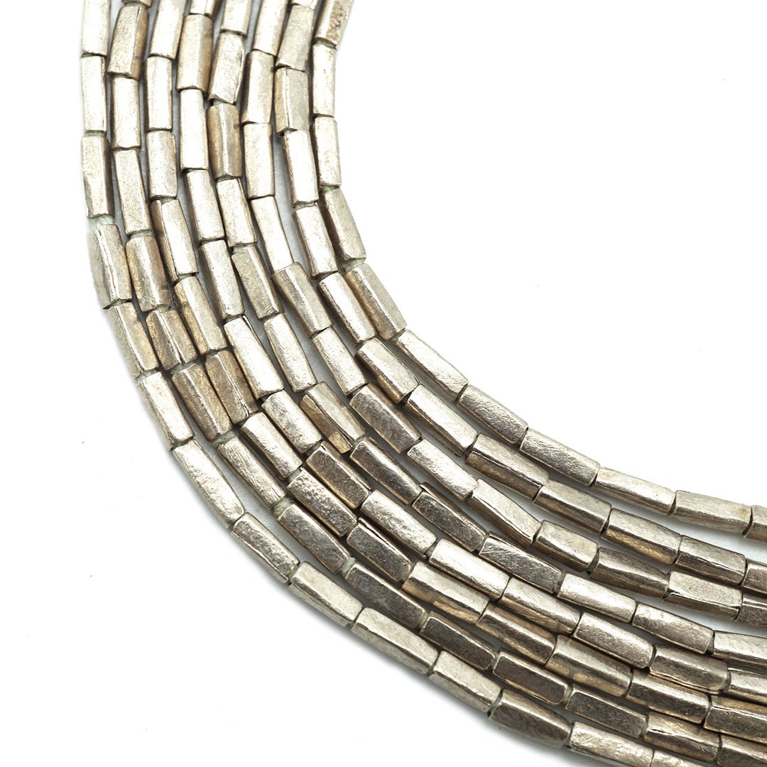 Small Silver Metal Rectangular Ethiopian Beads (2mm) Tiny Recycled ...