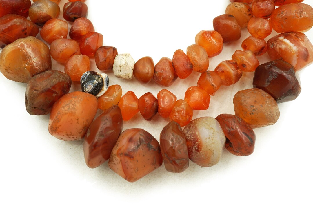 Large Ancient Excavated Carnelian Stone Beads From Mali 7-20mm Faceted ...