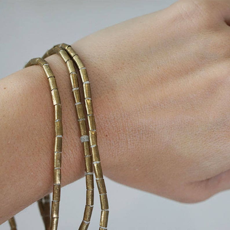 100 Handmade Ethiopian Tube Beads 3x7mm Recycled Brass - Etsy