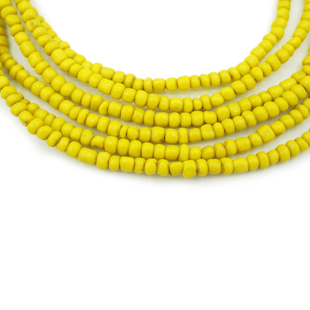 3 Strands Vintage Yellow Nigerian Goomba Beads (3-4mm) Aged Glass Seed ...