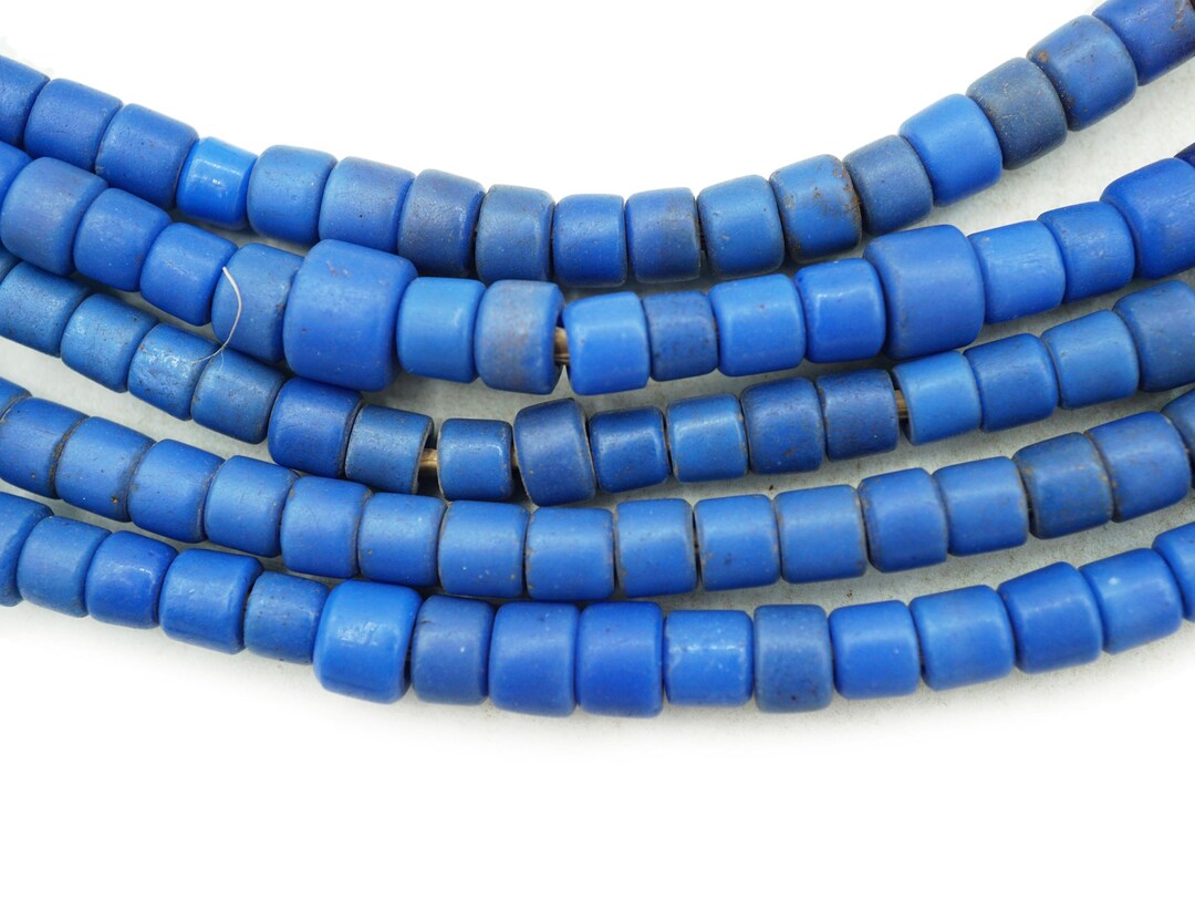 Rare Vintage Blue Nigerian Goomba Beads (5-8mm) Tonal Blue Antique Old ...