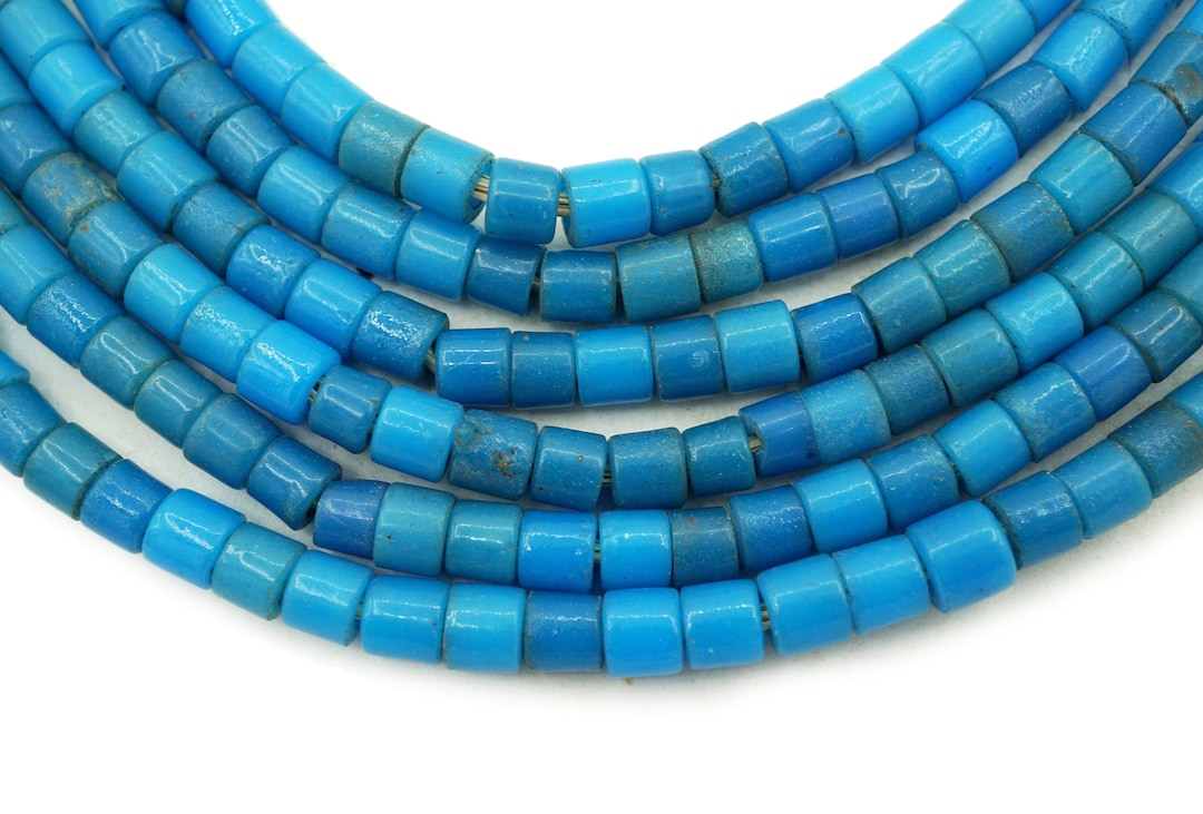 Rare Vintage Blue Nigerian Goomba Beads (6mm) Tonal Turquoise Blue ...