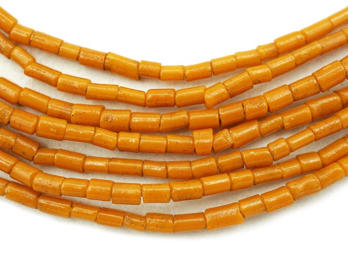 TINY Vintage Burnt Orange African Glass Tube Beads (3x6mm) Earthy ...