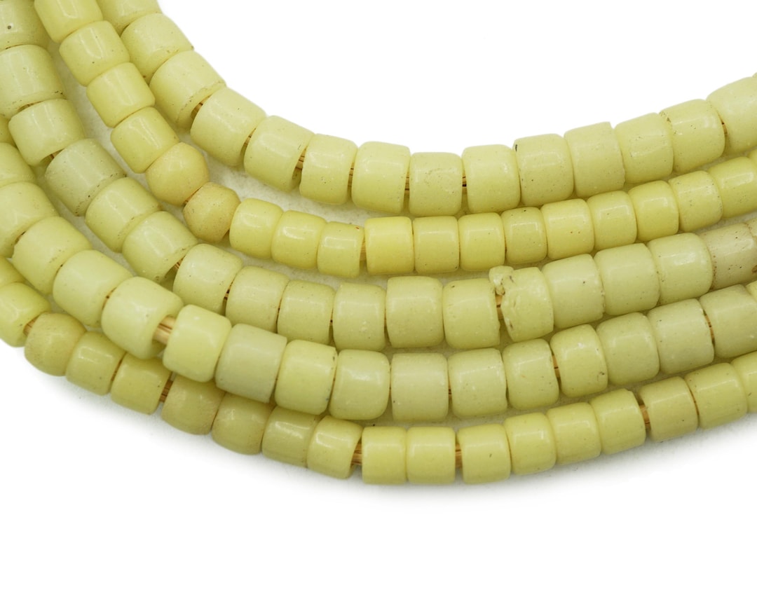 Rare Vintage Pale Yellow Nigerian Goomba Beads (5-6mm) Tonal Yellow ...