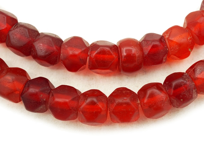 Rare Antique Ruby Red Vaseline Glass Beads 9-11mm Over 100 Years Old African Czech Trade Beads ...