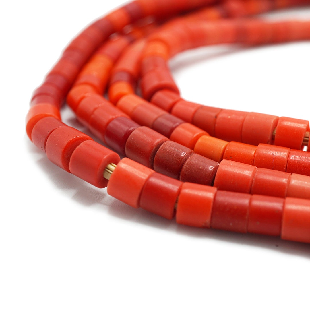 Full Strand of Rare Vintage Red Nigerian Goomba Beads (6-7mm) - Tonal ...