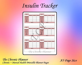Insulin Injection Log Printable for Diabetics Glucose | Etsy
