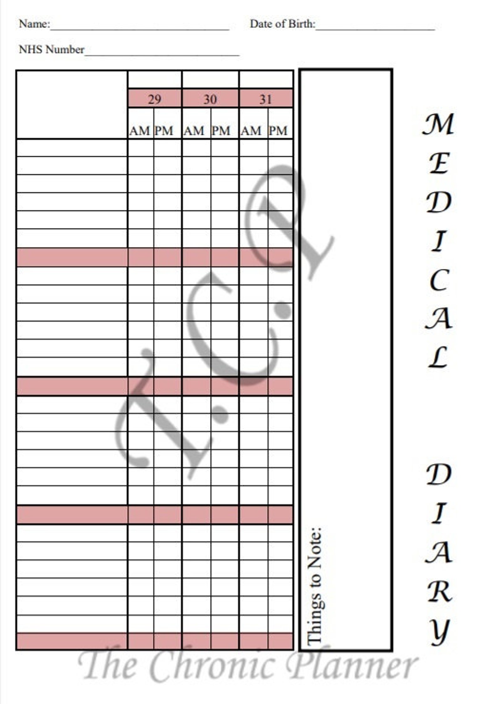 Personal Medical Diary NHS Number Ideal for DLA / PIP 10 - Etsy Canada