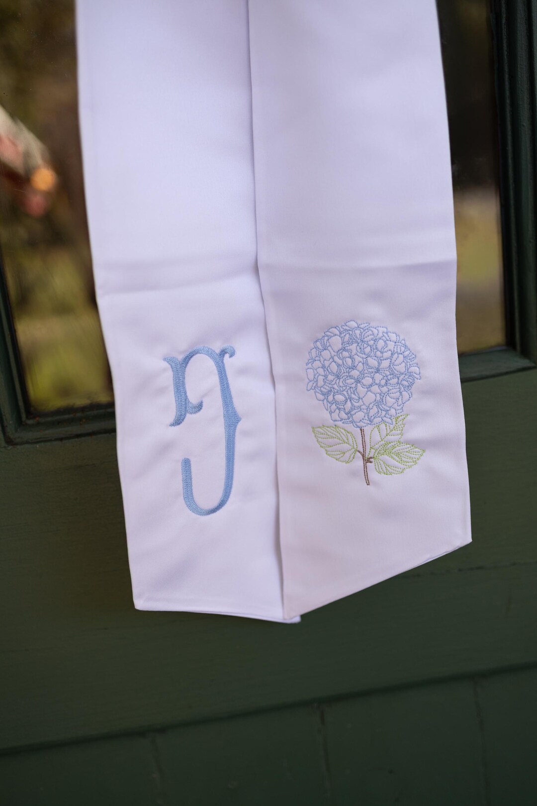 Personalized Hydrangea Wreath Sash, Front Door Sash With Monogram ...