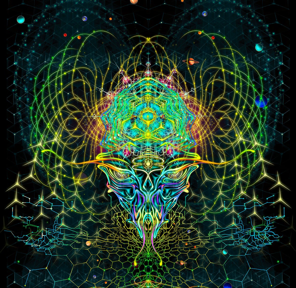 UFO TAPESTRY Alien Mind Ihtianderson psychedelic | Etsy