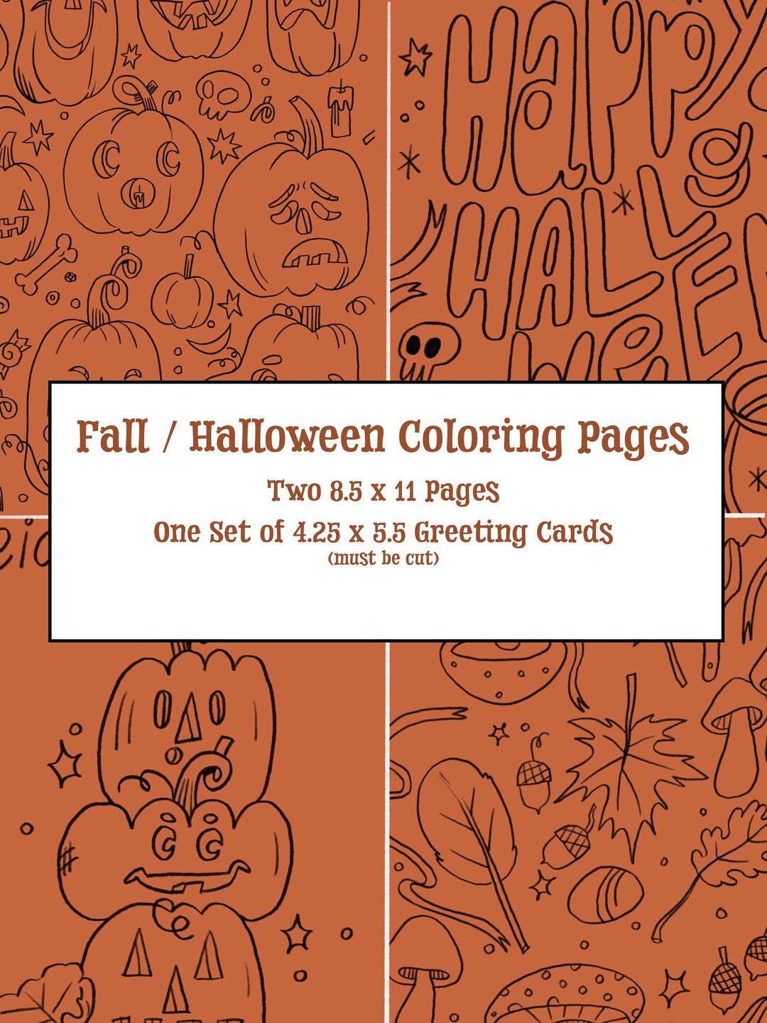 Fall/halloween Coloring Pages - Etsy