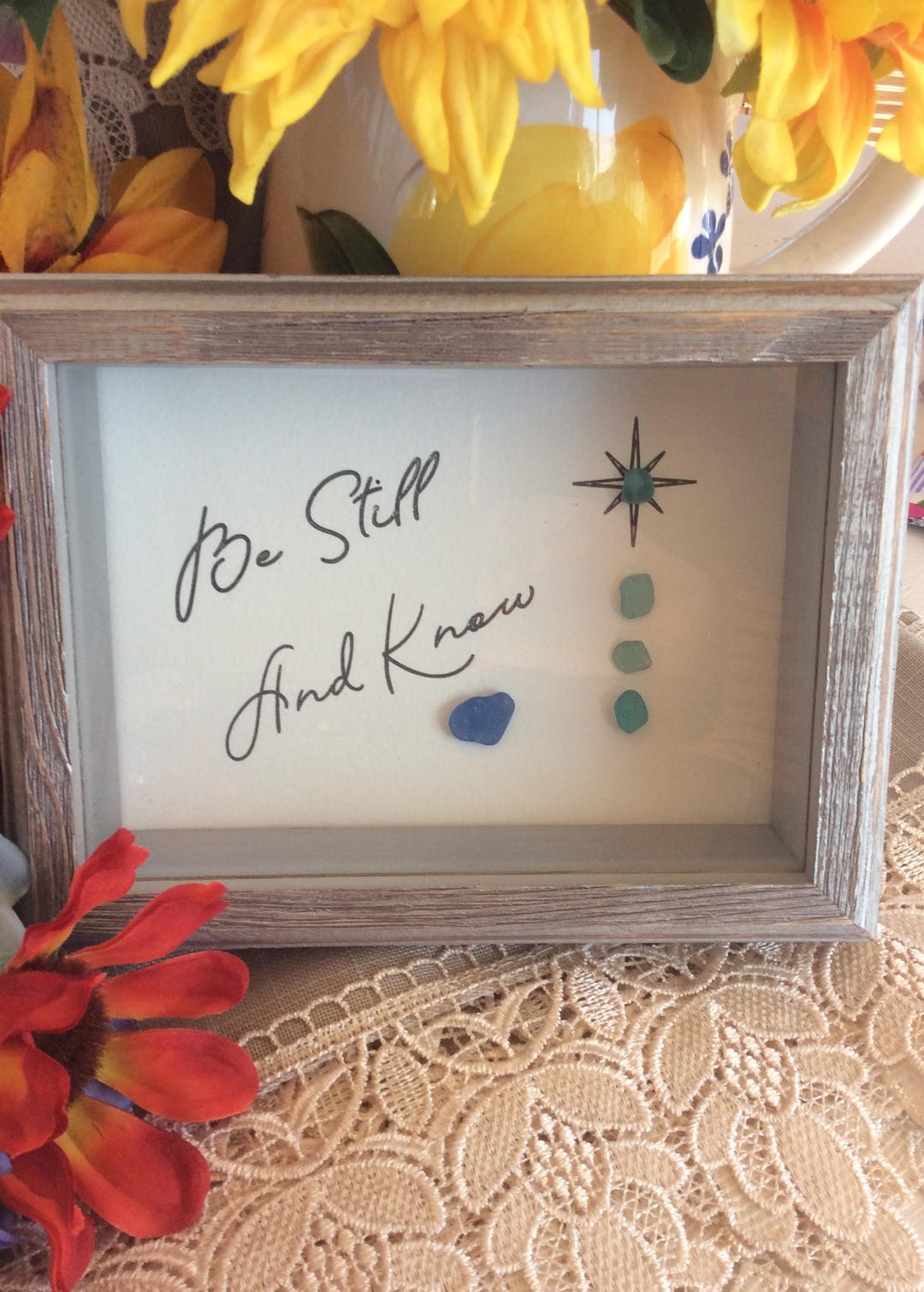 Be Still Sea Glass Print Sea Glass Art Be Still and Know - Etsy