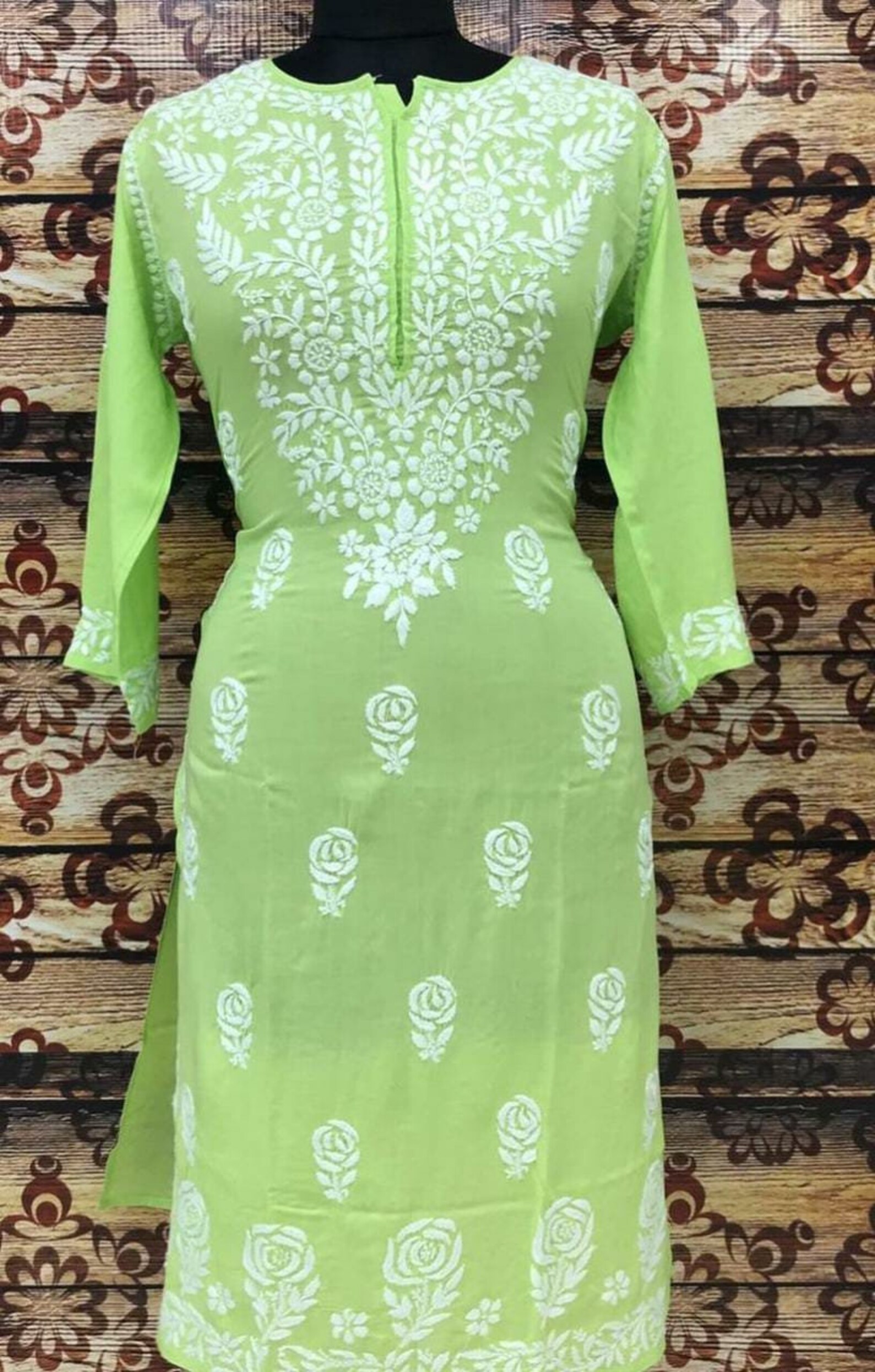 Indian Lucknow Chikankari Premium Cotton Tunic Kurti Full | Etsy