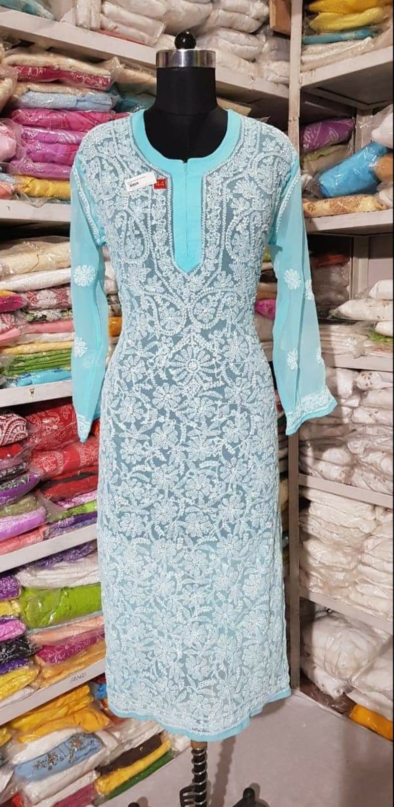 Handmade Lucknow Chikankari FREE INNER Georgette Chikan Long - Etsy