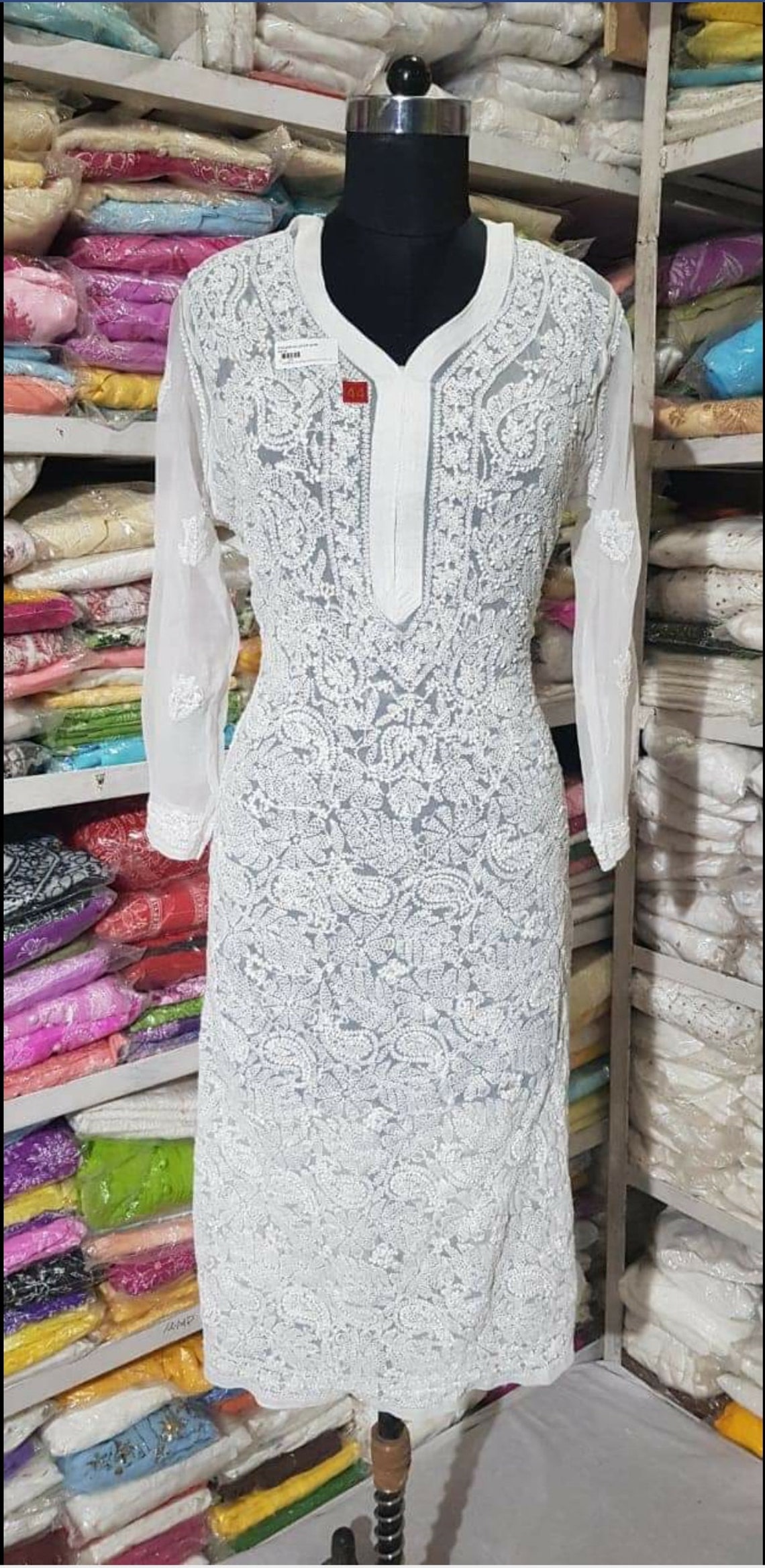 Handmade Lucknow Chikankari FREE INNER Georgette Chikan Long | Etsy