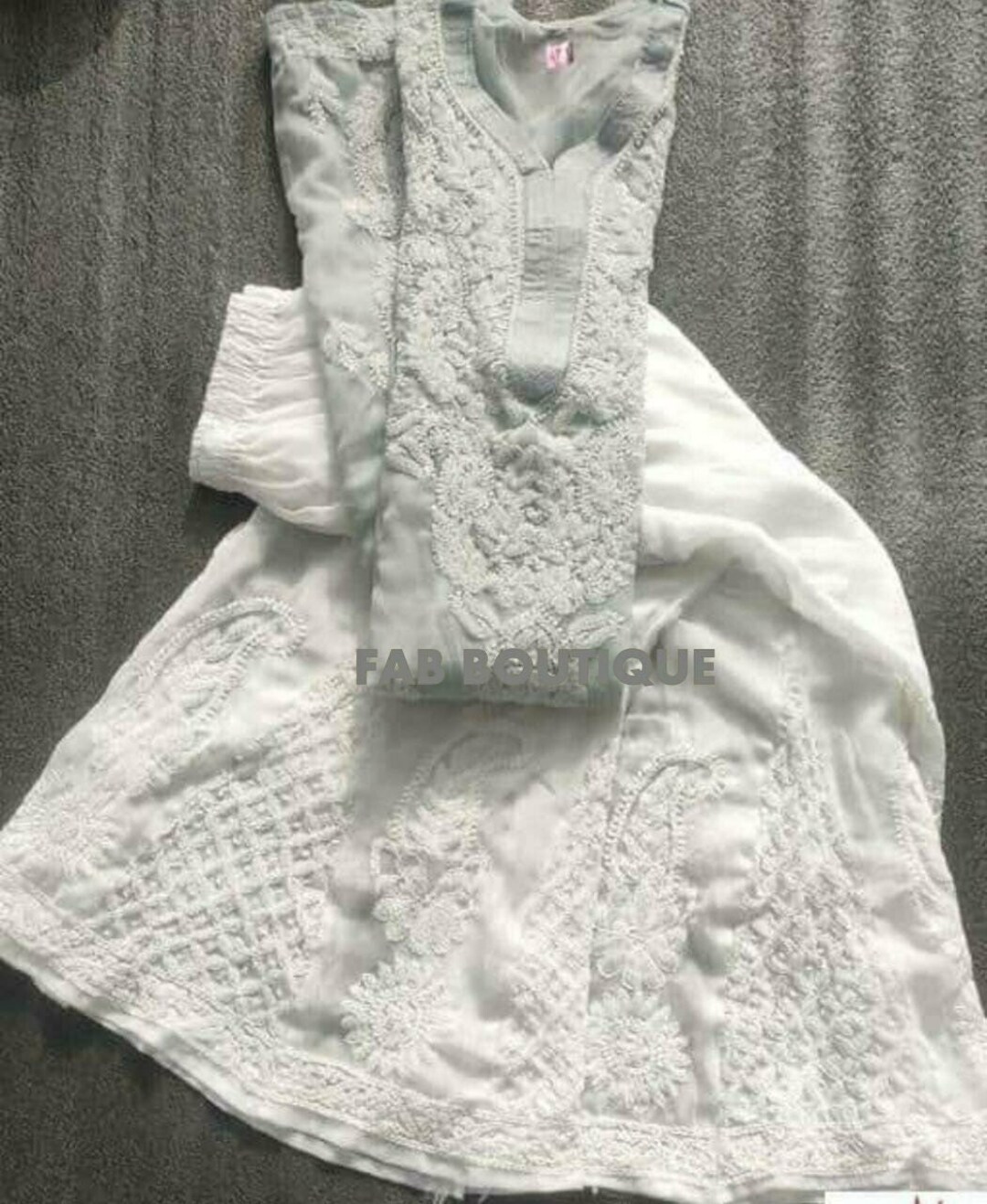 FREE INNER Handmade Lucknow Chikankari Georgette Chikan Long Kurti Full ...