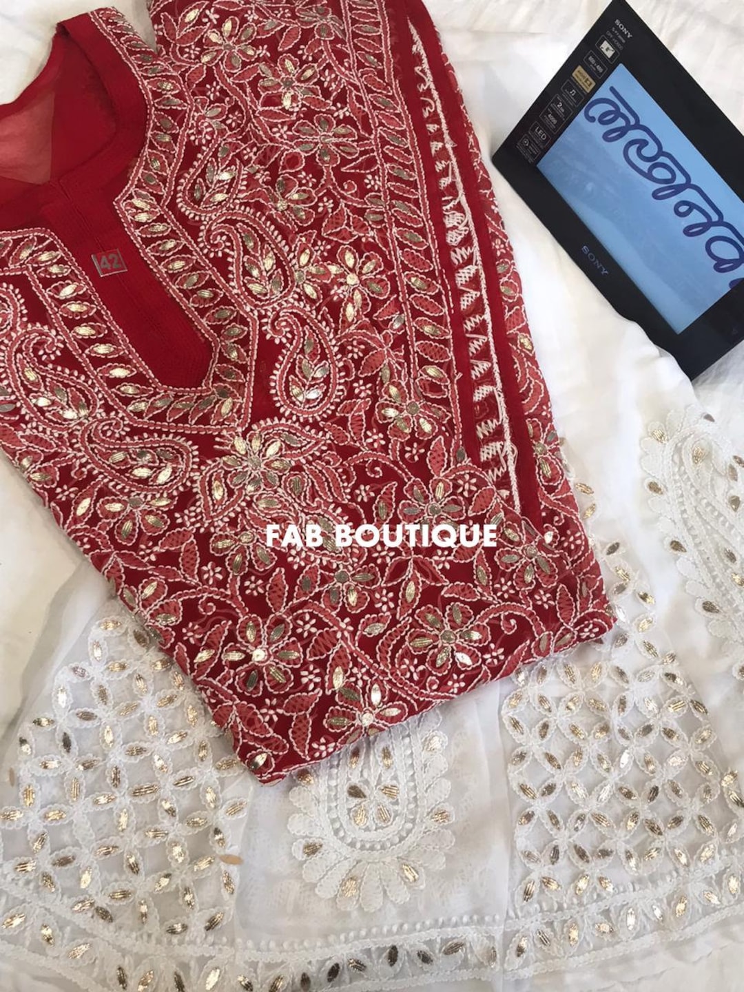 Free Inner Women Handmade Gota Patti Chikankari Kurta Sharara Set ...
