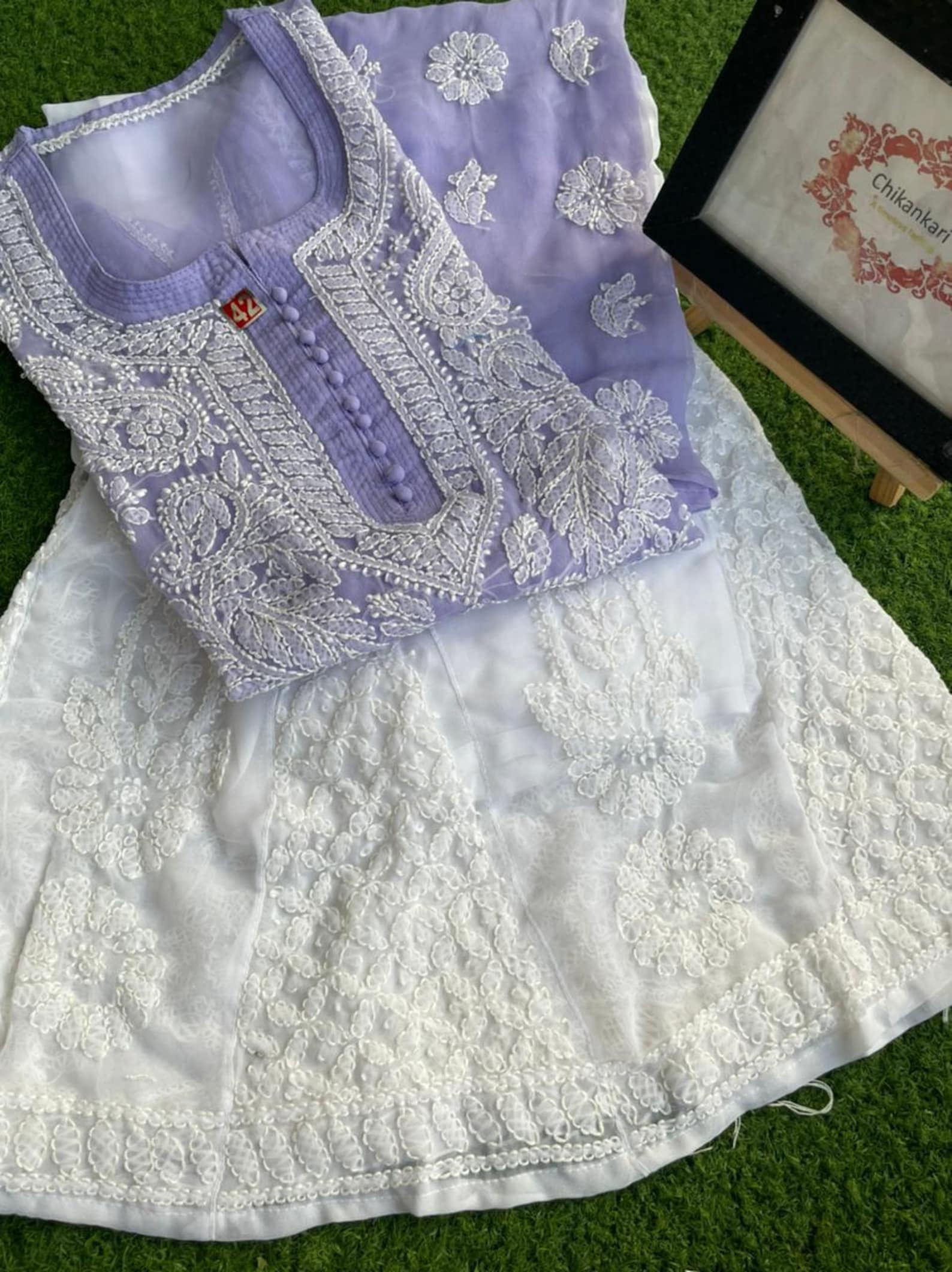 FREE INNER Handmade Lucknow Chikankari Georgette Chikan Long - Etsy