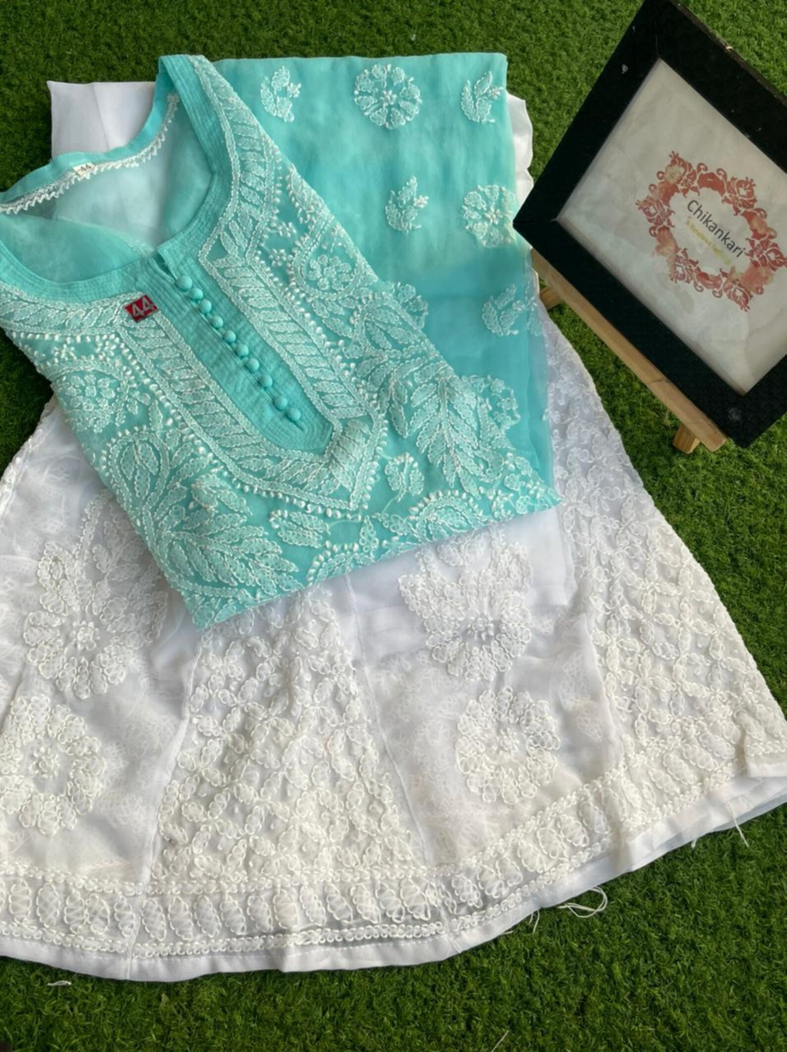 FREE INNER Handmade Lucknow Chikankari Georgette Chikan Long Kurti Full ...
