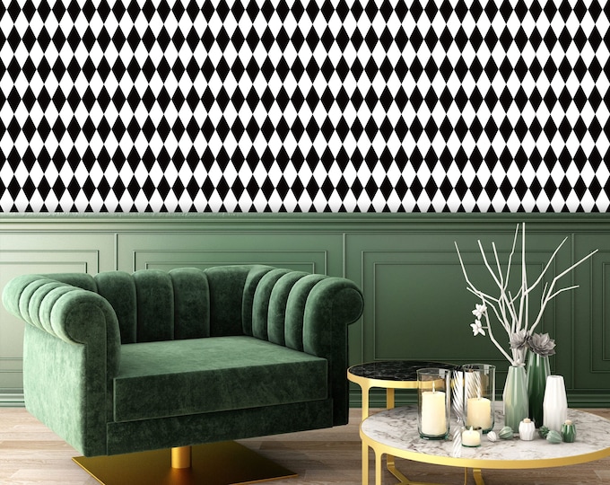 Harlequin Pattern Removable Wallpaper / Geometric Peel and Stick ...