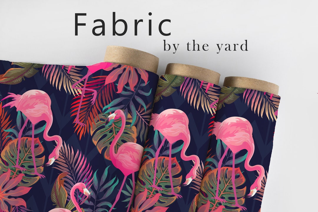 Retro Fabric, Palm Material, Flamingo Textiles, Tropical Design ...