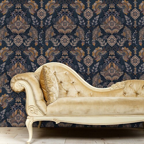 Vintage Wallpaper Dark Baroque Damask Floral Victorian - Etsy