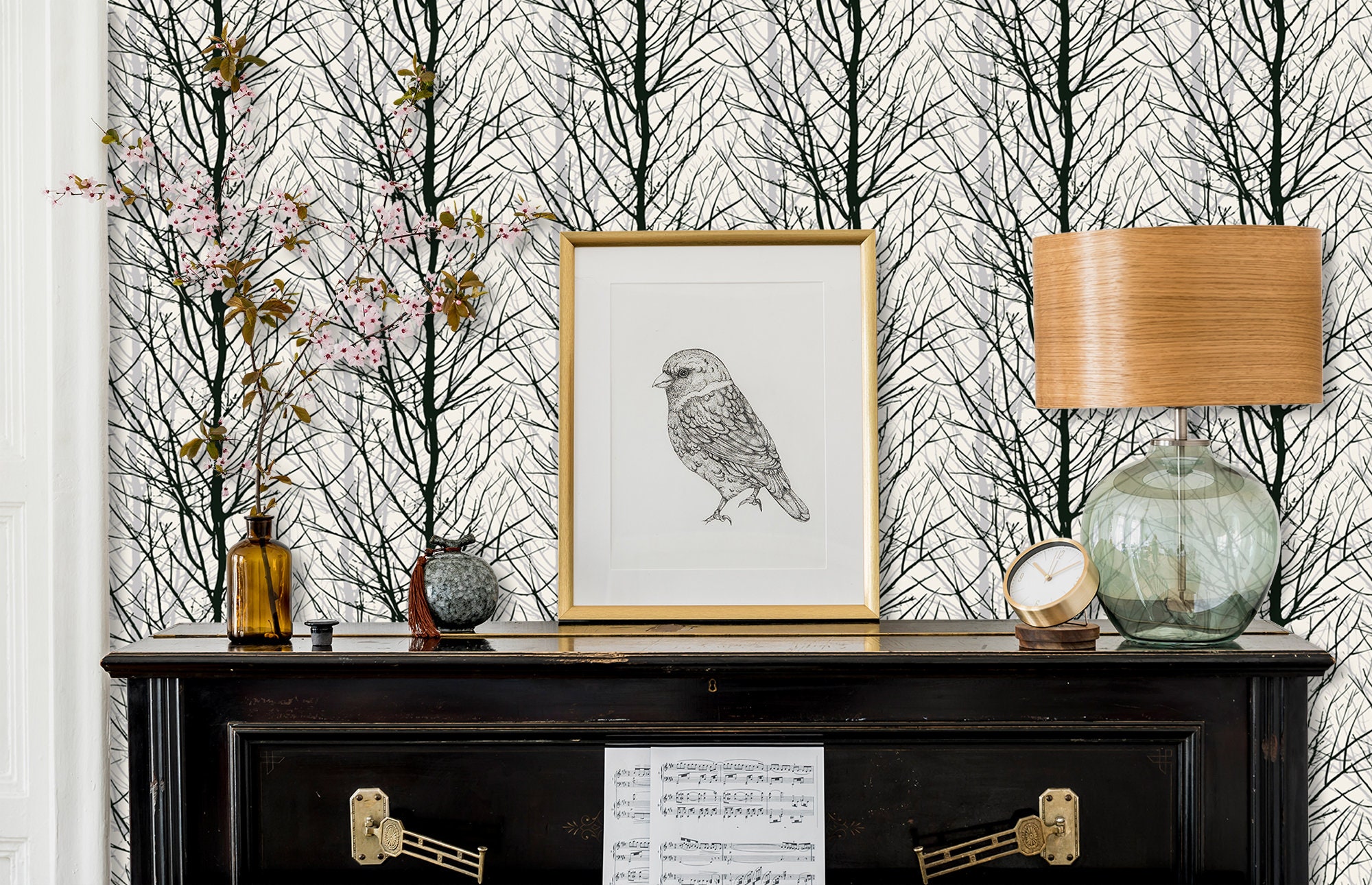 Tree Wallpaper Woods Wallpaper Peel and Stick Wallpaper | Etsy