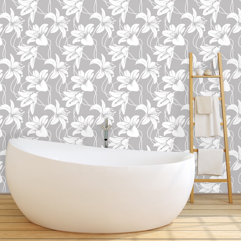 Grey Wallpaper Large Floral Wallpaper Victorian Wallpaper | Etsy