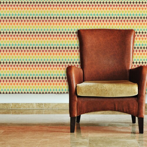 Mid-century Wallpaper Atomic Mcm Grid in Pink Parlor by - Etsy