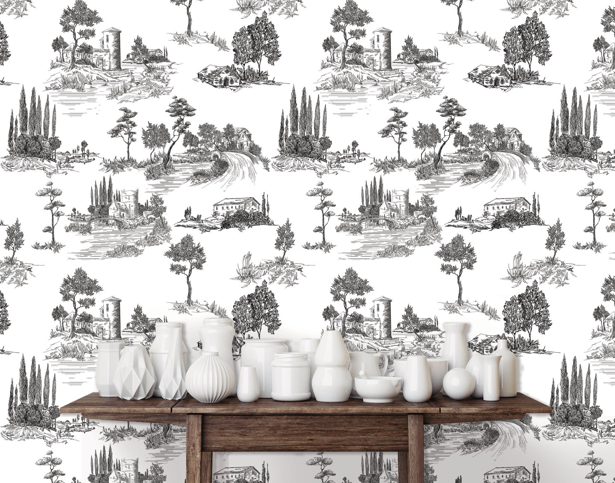 Antique Wallpaper Toile Wallpaper Victorian Wallpaper Peel - Etsy Canada