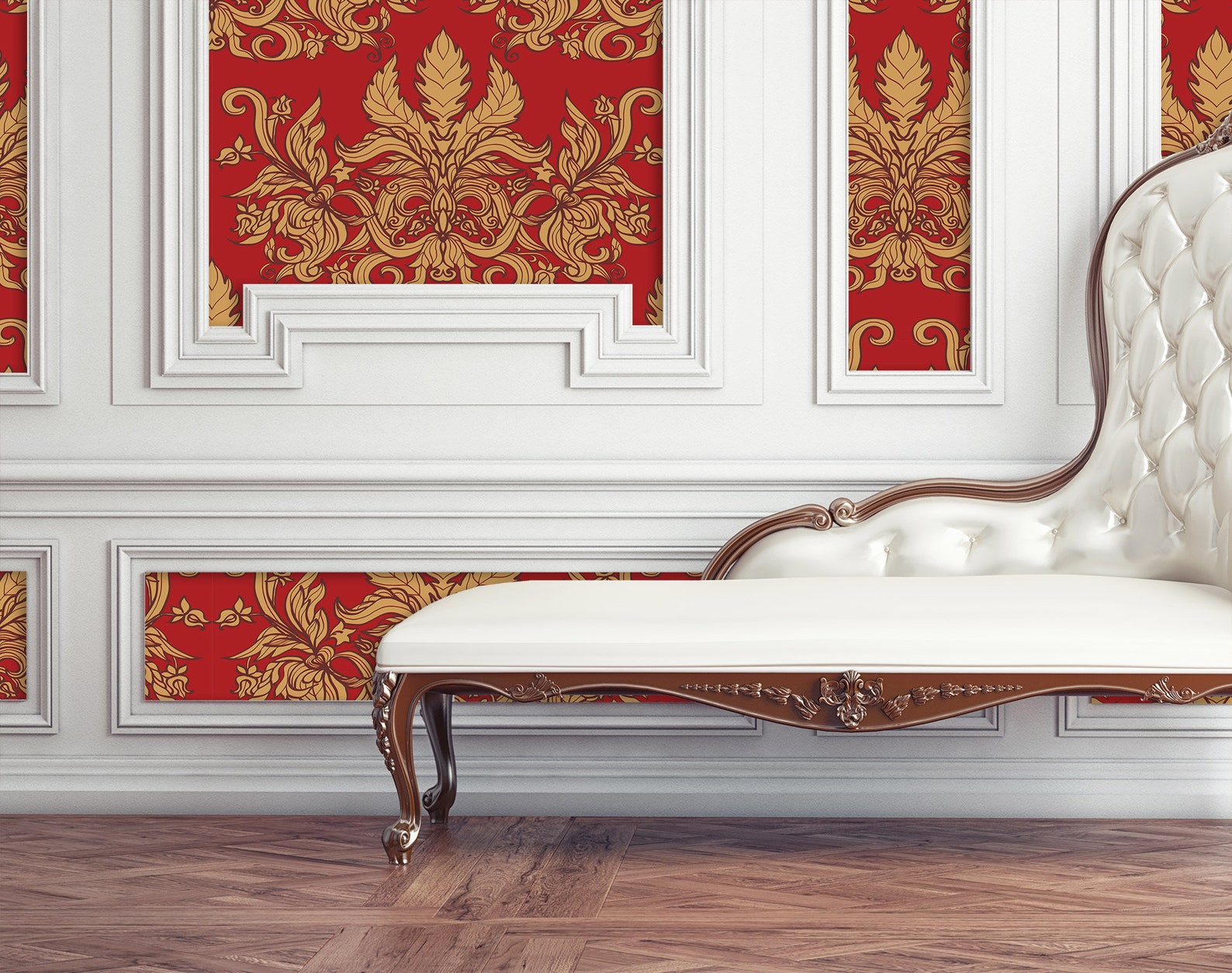 Antique Wallpaper, Victorian Wallpaper, Ornate Damask Wallpaper, Gold ...