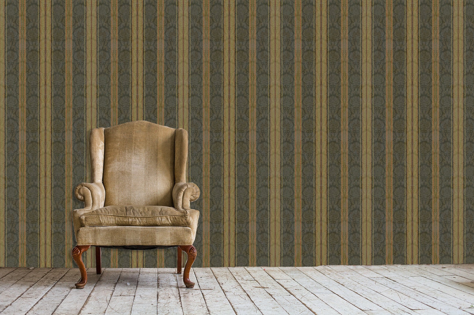Antique Wallpaper, Damask Wallpaper, Victorian Wallpaper, Striped ...