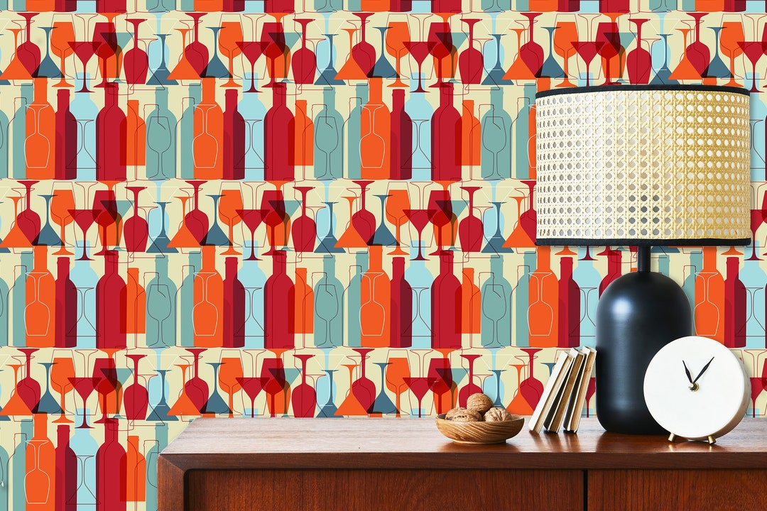 Retro Wallpaper, Mid-century Wallpaper, Wallpaper Peel and Stick ...