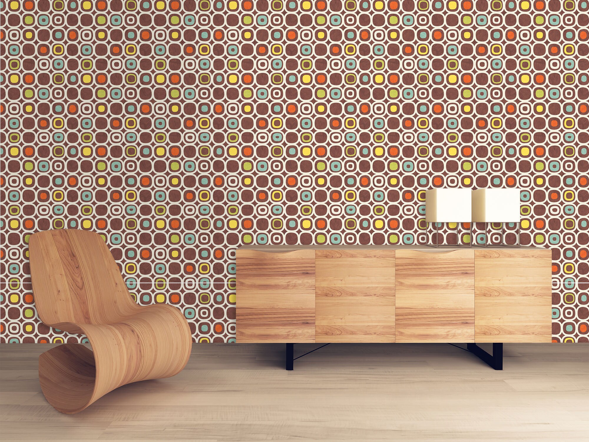 Retro Wallpaper, Mid Century Wallpaper, Geometric Wallpaper, Vintage ...