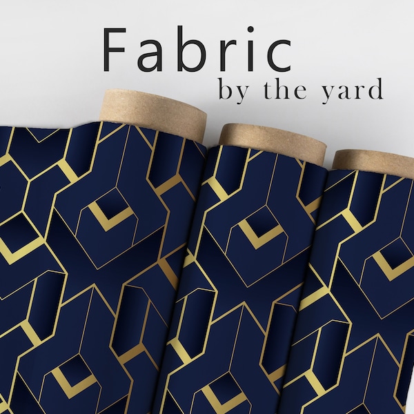 Navy and Gold Fabric - Etsy