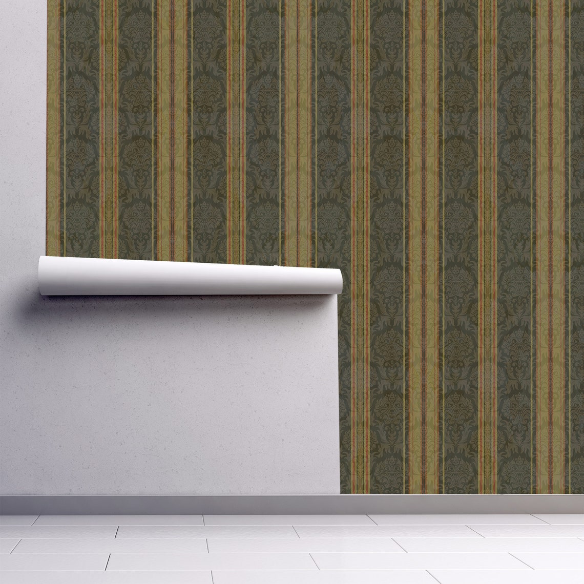 Antique Wallpaper, Damask Wallpaper, Victorian Wallpaper, Striped ...