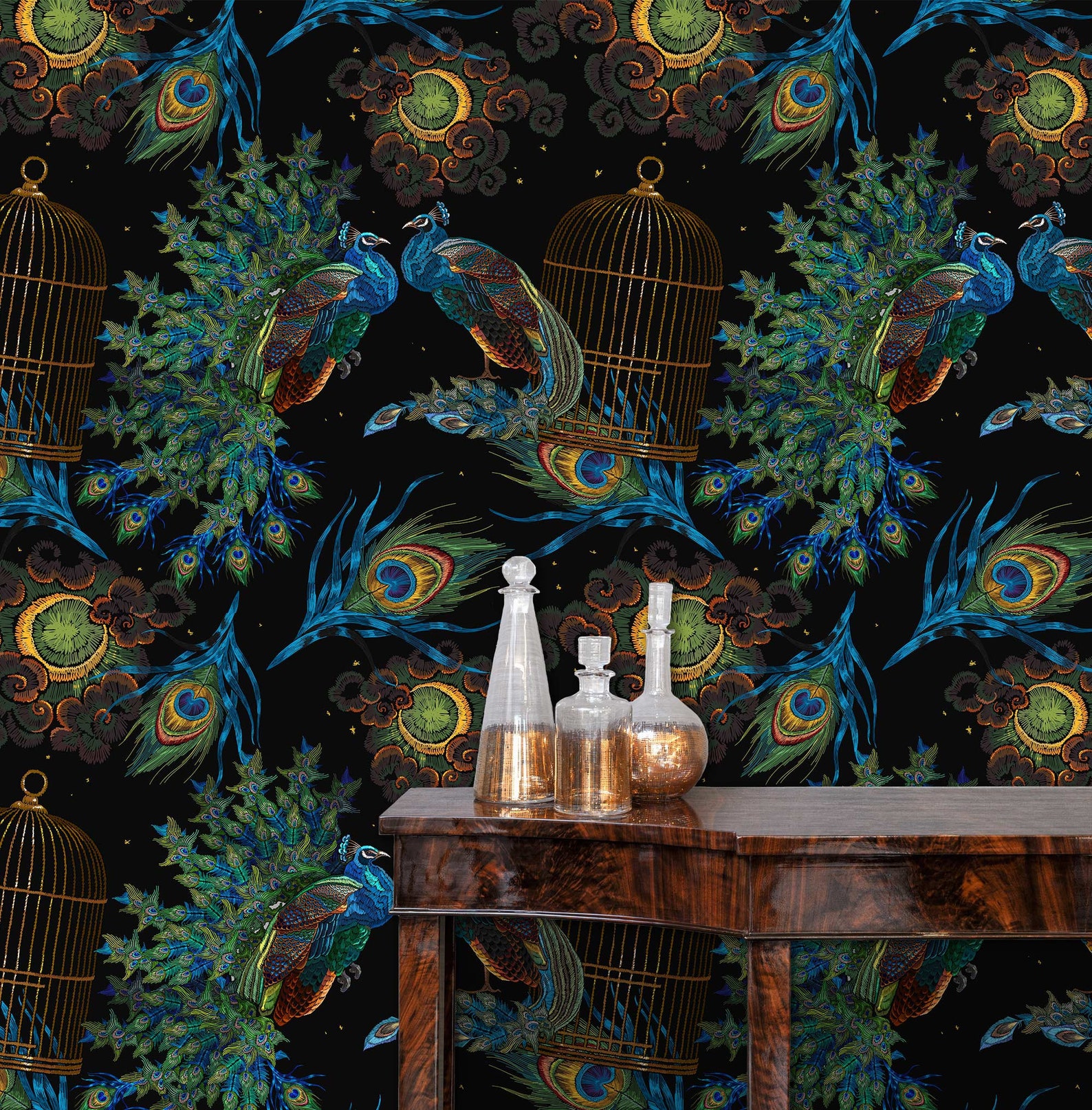 Victorian Wallpaper, Gothic Wallpaper, Peacock Wallpaper, Dark ...
