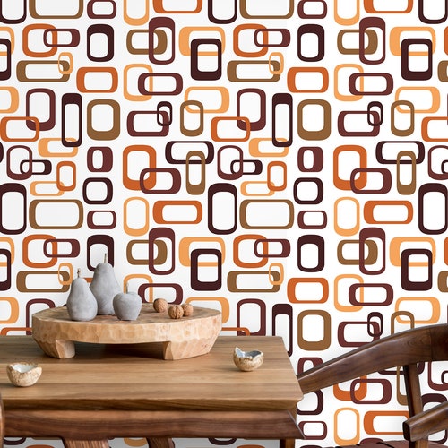 Mod Wallpaper Tweedy Orbs Retro Gold Mid Century Modern Mod - Etsy