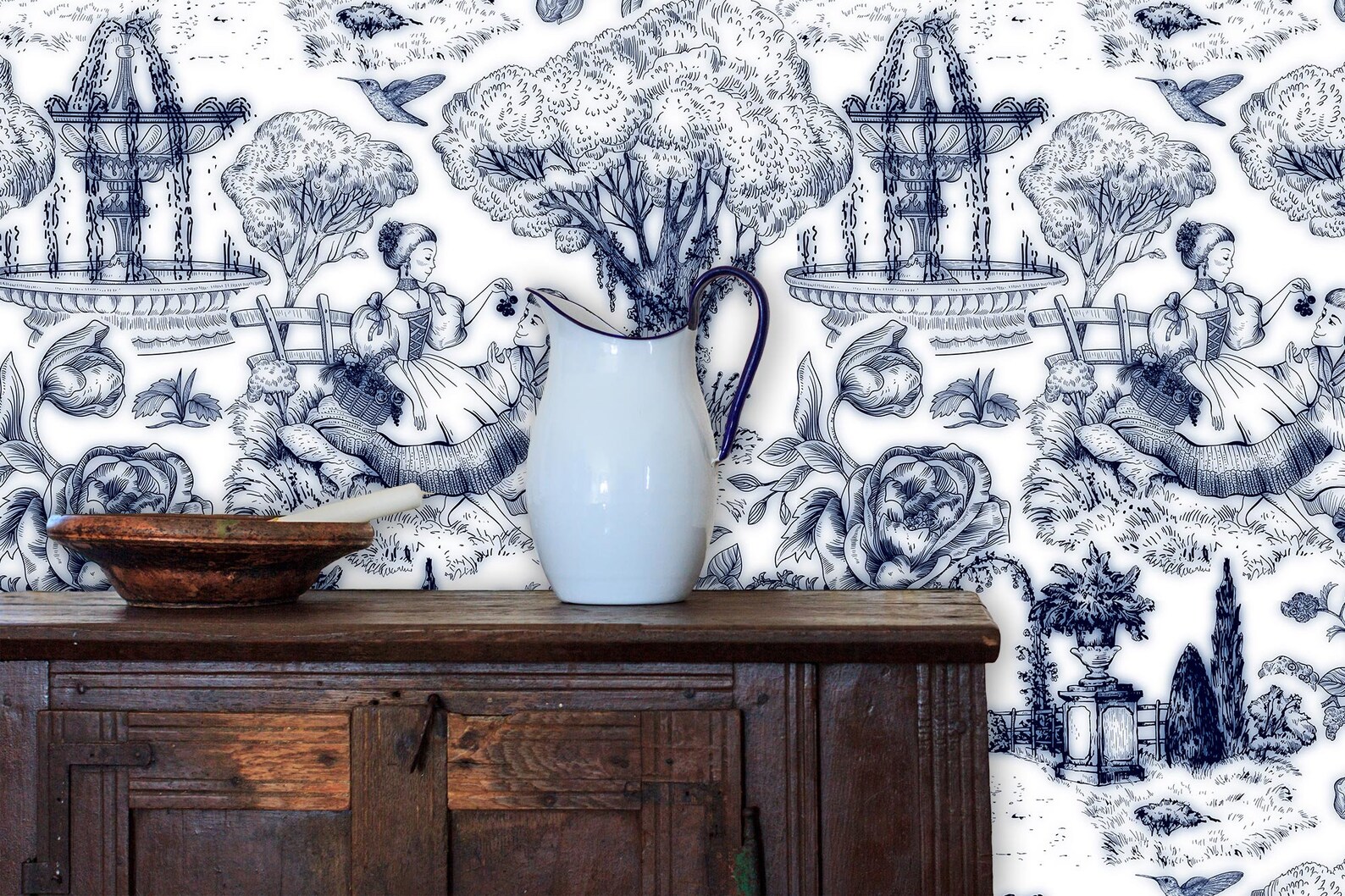 Victorian Wallpaper Toile Wallpaper Antique Wallpaper Peel - Etsy