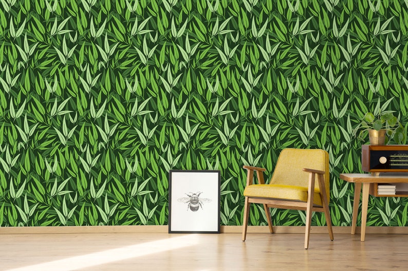 Botanical Wallpaper Green Wallpaper Peel and Stick - Etsy