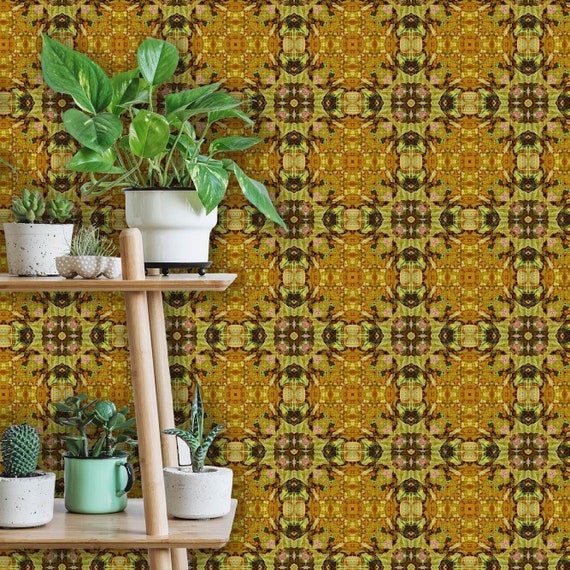 Retro Wallpaper Boho Wallpaper Vintage Wallpaper Peel and - Etsy