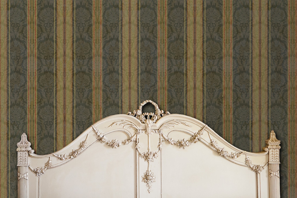 Antique Wallpaper, Damask Wallpaper, Victorian Wallpaper, Striped ...