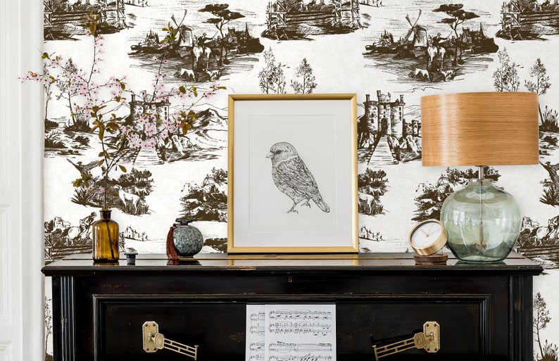 Antique Wallpaper Victorian Wallpaper Toile Wallpaper - Etsy