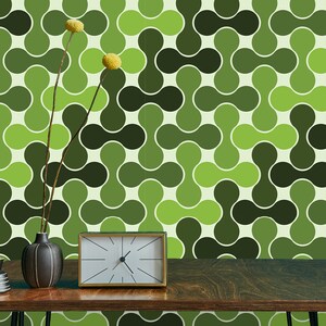 Retro Wallpaper, Mid Century Wallpaper, Vintage Wallpaper, Green ...