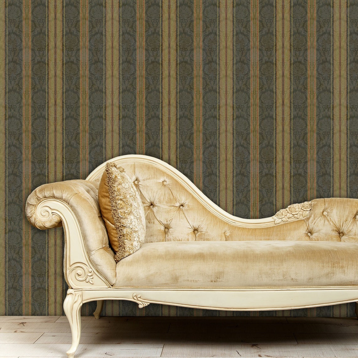 Antique Wallpaper, Damask Wallpaper, Victorian Wallpaper, Striped ...