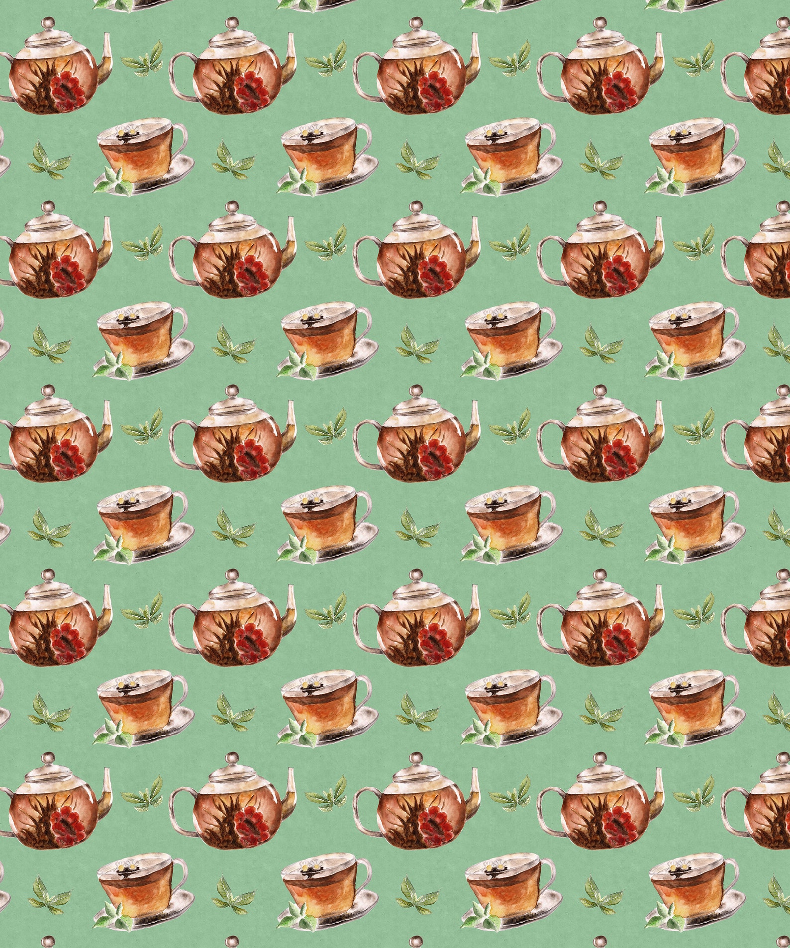 Tea Party Wrapping Paper, English High Tea Gift Wrap, Vintage Wrapping ...
