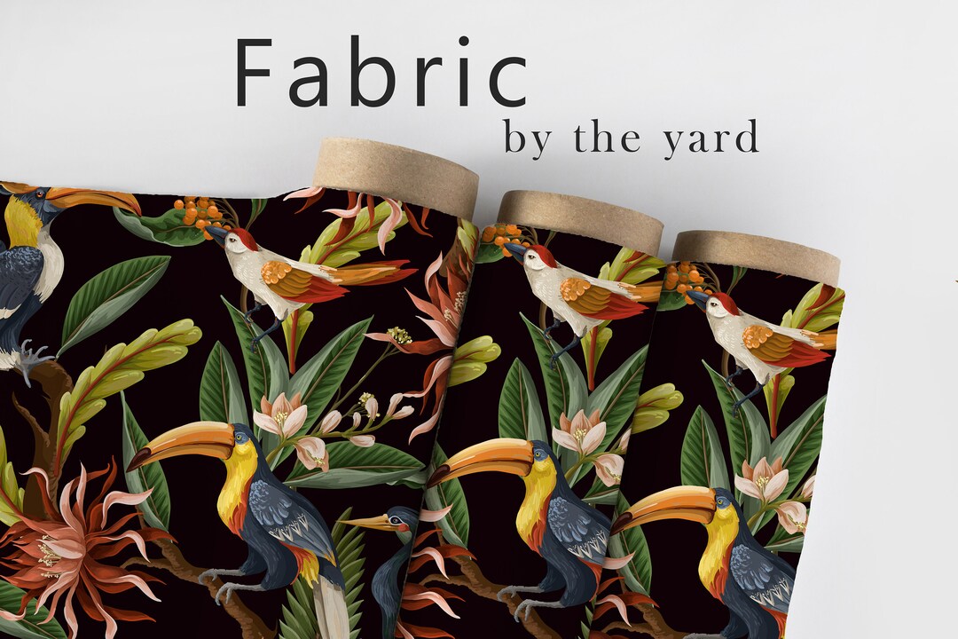 Retro Fabric, Palm Material, Toucan Textiles, Tropical Design ...